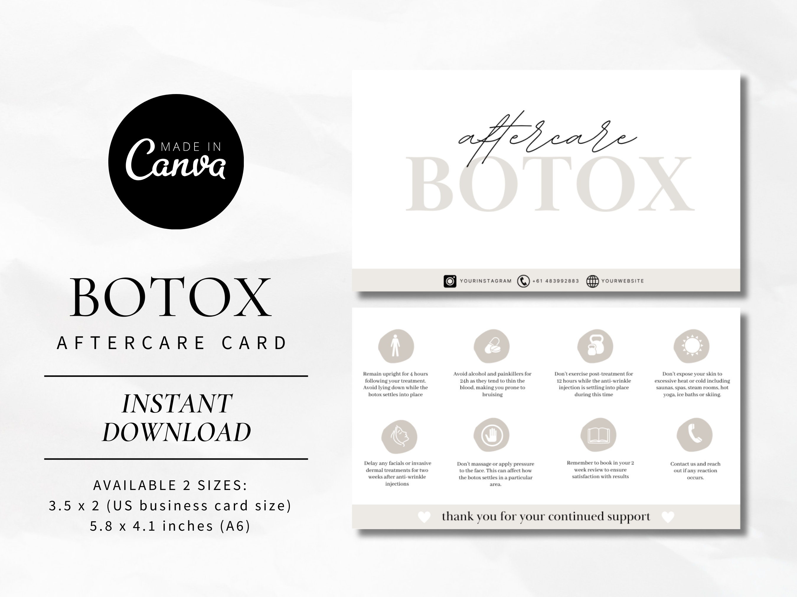 Botox Aftercare Card Template I Printable Aftercare Card Template I ...