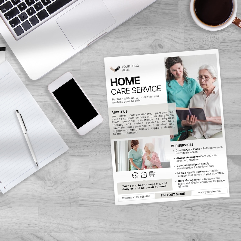 Home Care Service Flyer, Editable Home Care Flyer, Senior & Elderly ...