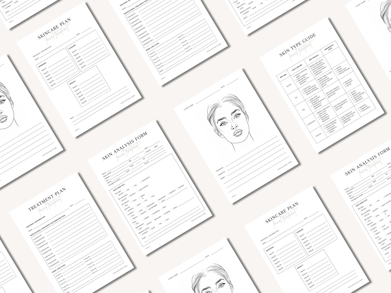 Skin Analysis Form, Editable Skin Treatment Plan, Facial Forms, Skin ...