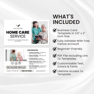 Home Care Service Business Card, Editable Home Care Business Card ...