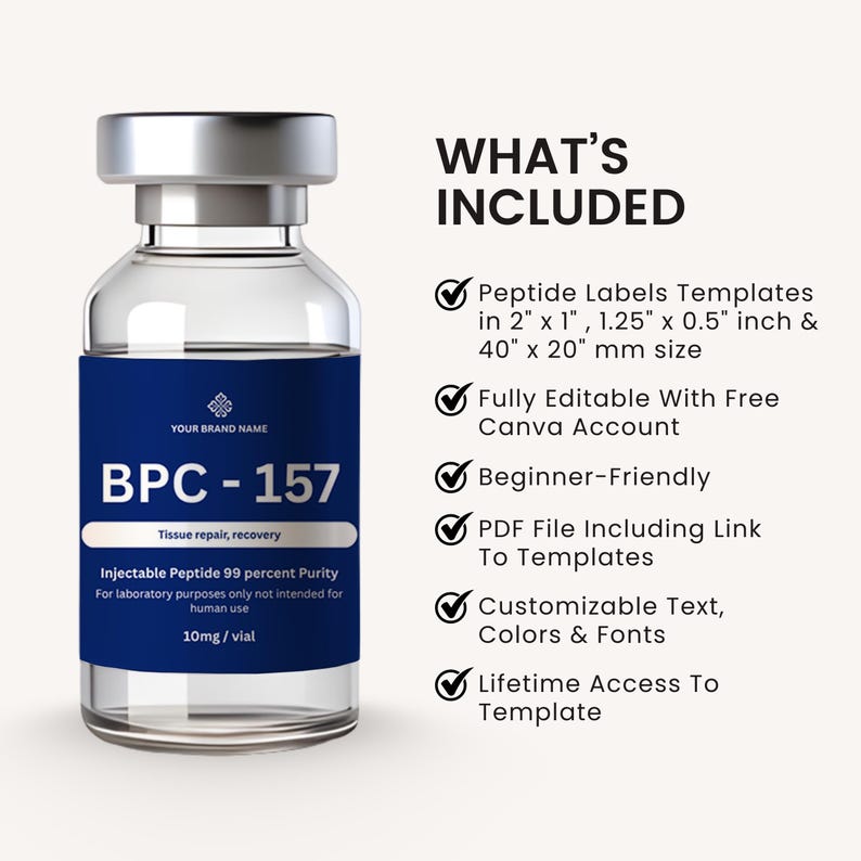 1000+ Peptide Vial Label Templates, Retatrutide Printable Labels ...