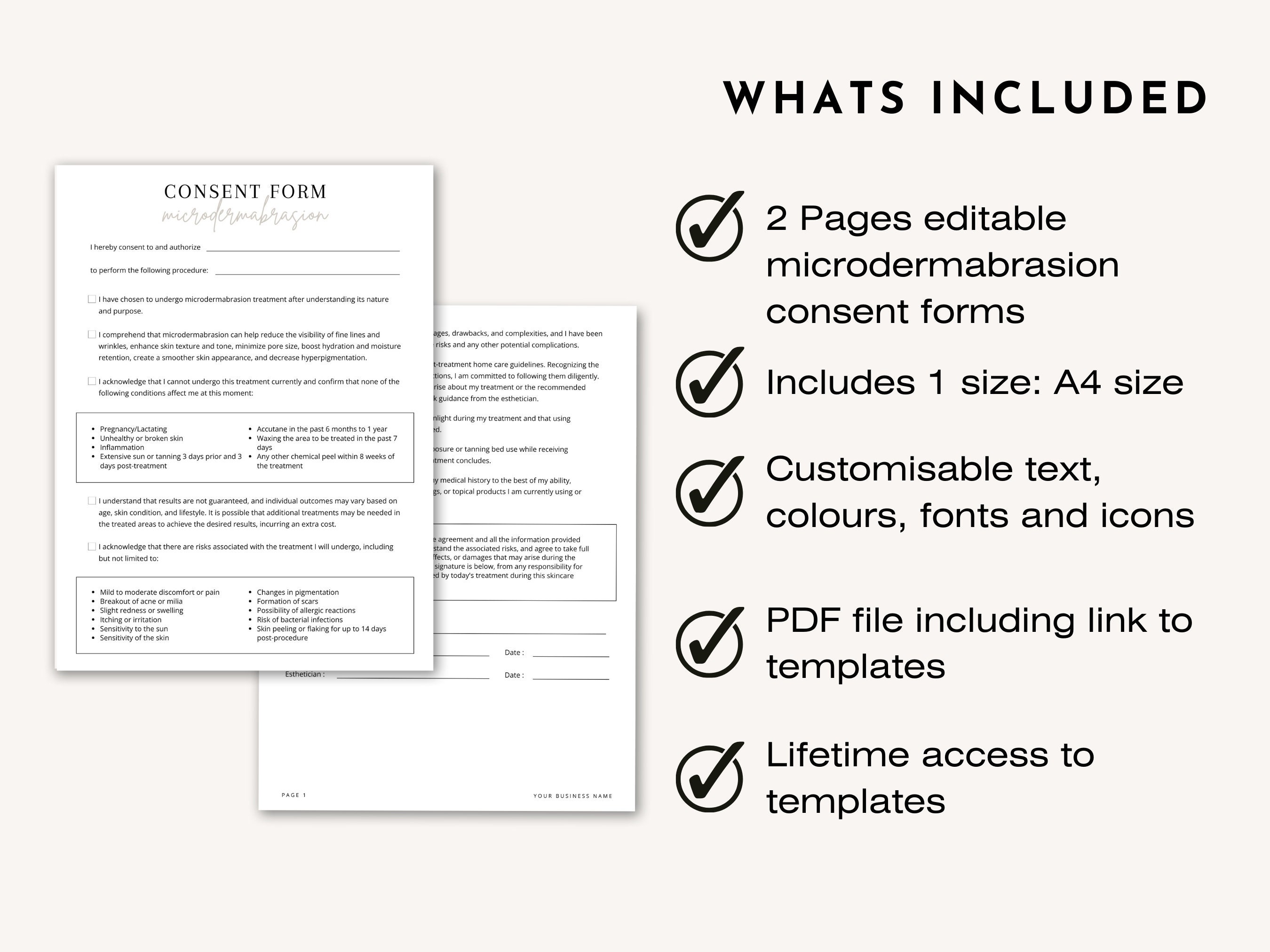 Microdermabrasion Consent Form, Editable Facial Consent Form, Beauty Forms, Esthetician Business ...