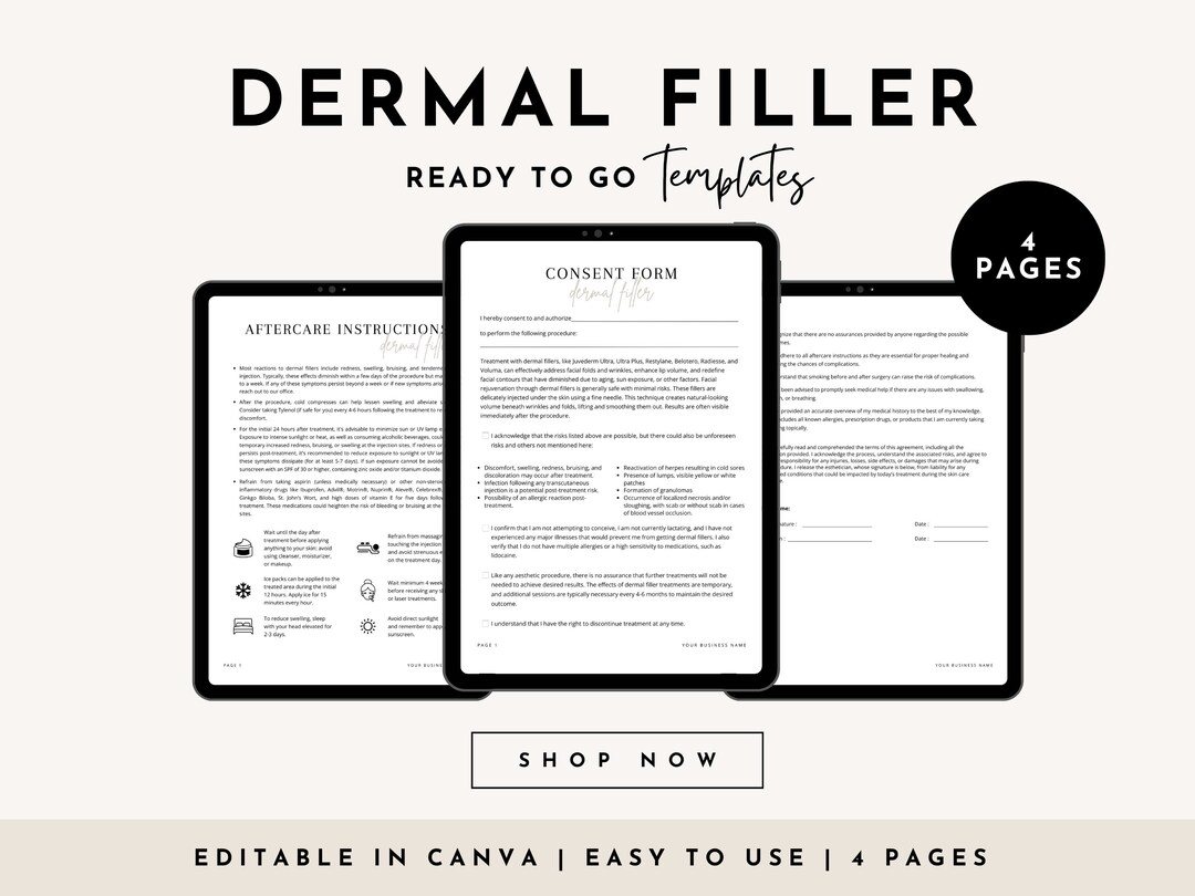 Dermal Filler Forms, Filler Consent Forms, Client Consultation Forms ...