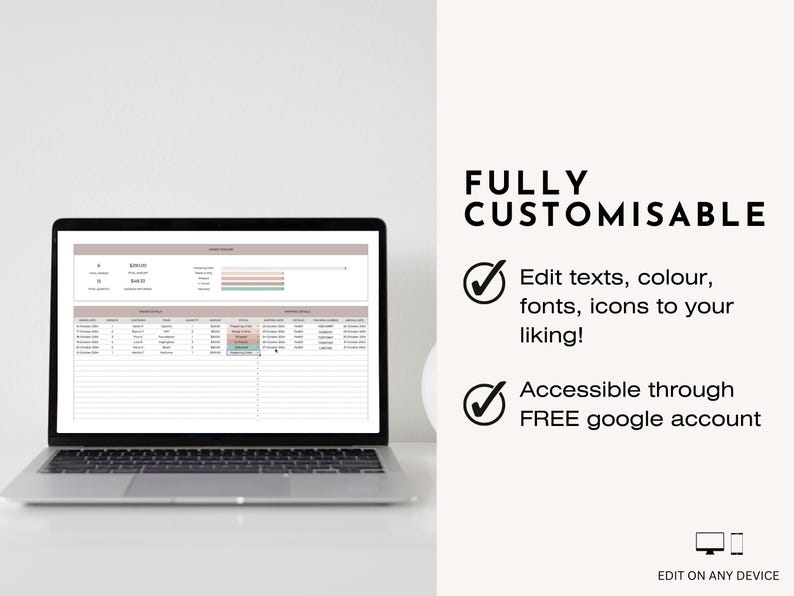 Order Tracker Google Sheets Excel Template Small Business Spreadsheet ...
