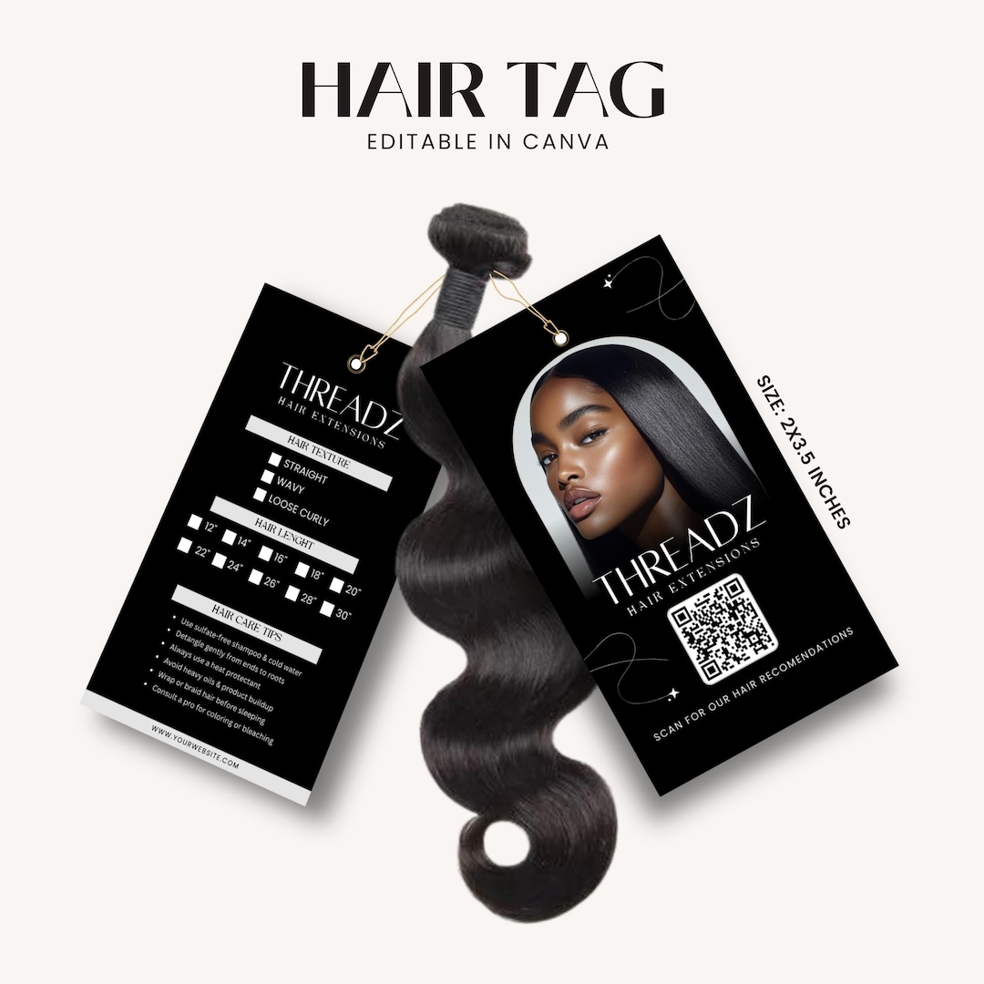 Hair Hang Tag Template, Editable Hair Tag, DIY Hair Hang Tag Design ...