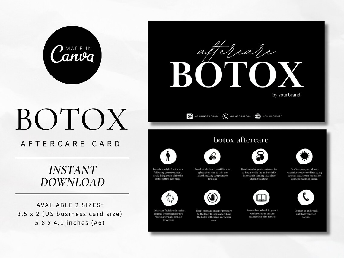Botox Aftercare Card Template I Printable Aftercare Card Template I ...