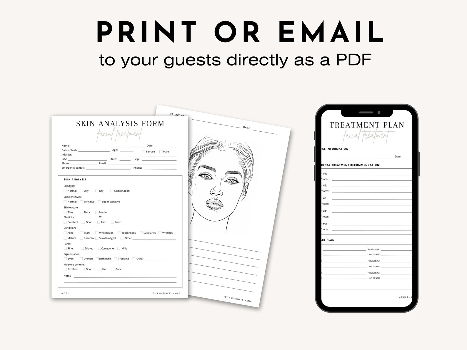 Skin Analysis Form, Editable Skin Treatment Plan, Facial Forms, Skin ...