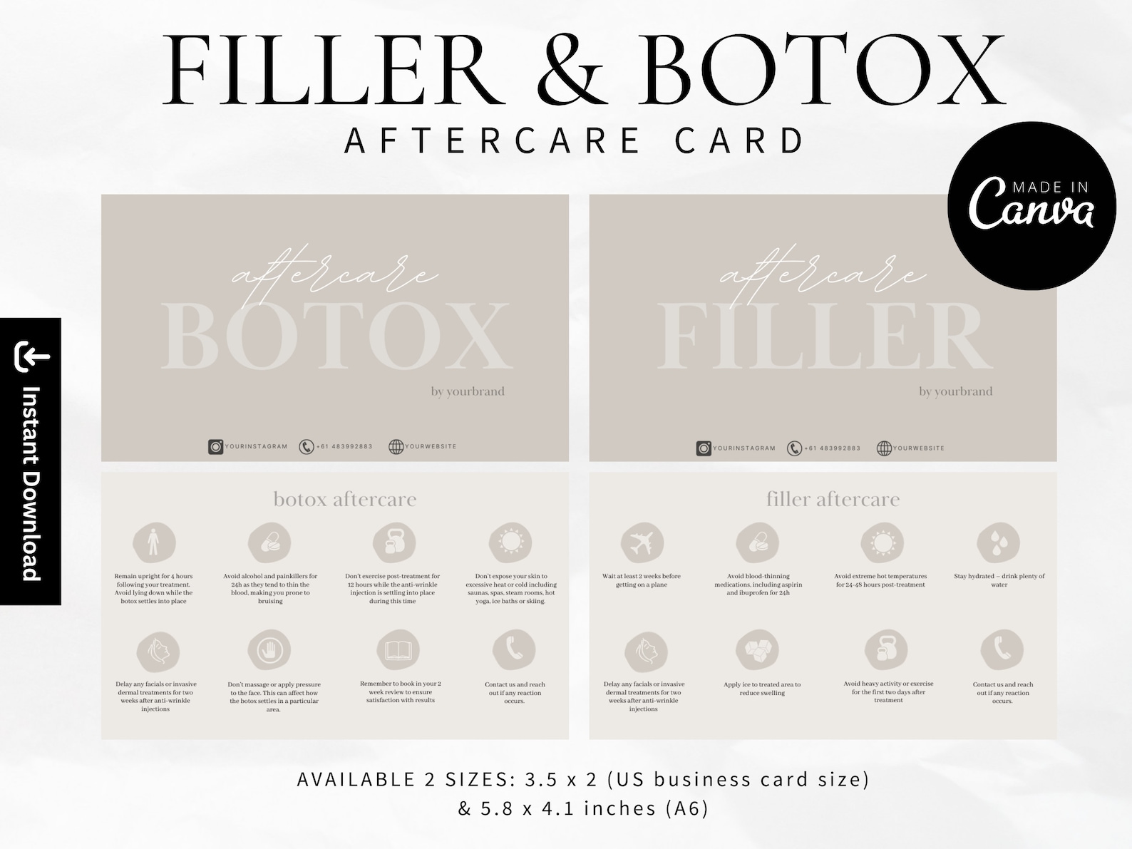 Botox and Filler Aftercare Card | Dermal Filler Aftercare Card | Botox ...