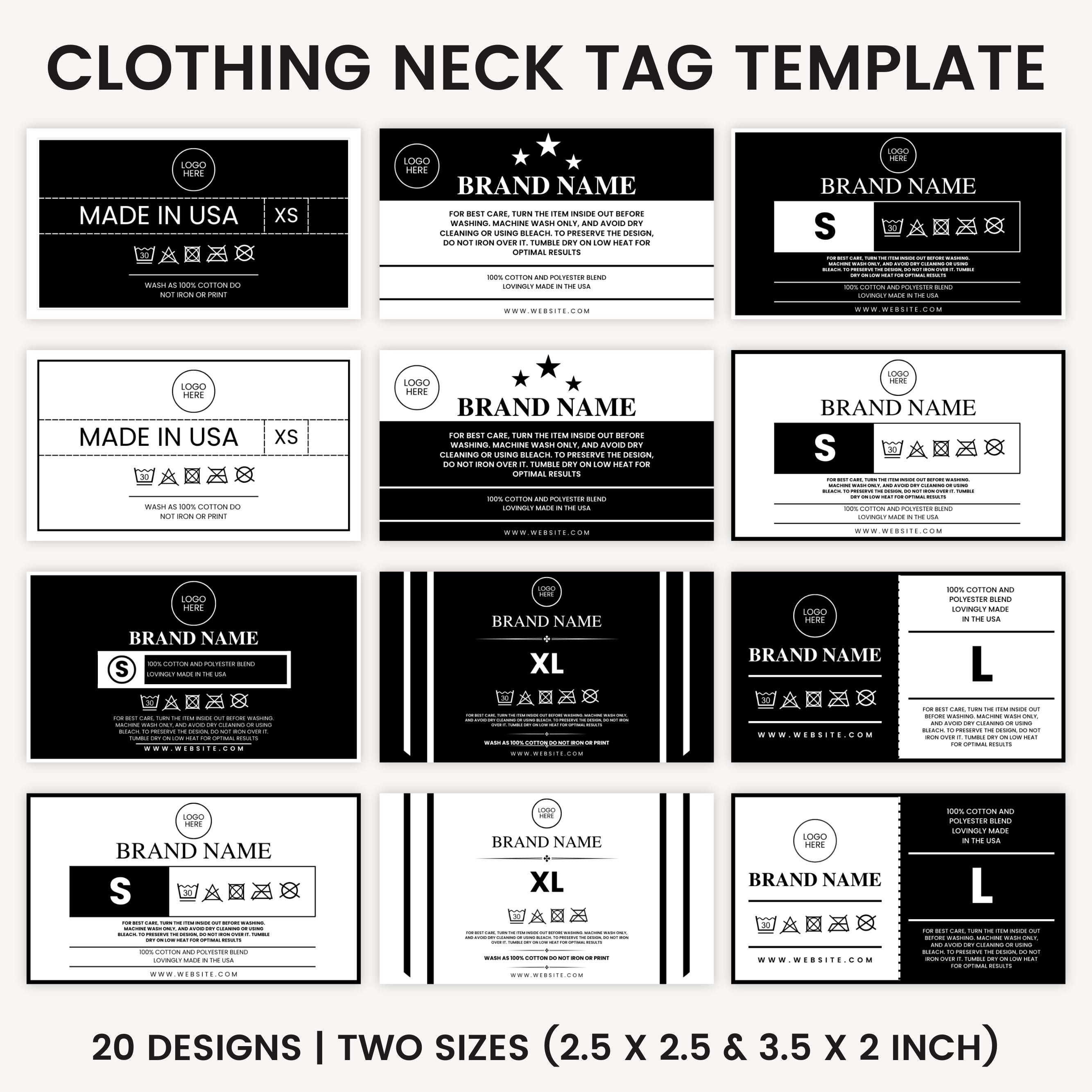 Clothing Neck Tag Template Bundle: Custom Garment Labels (canva ...