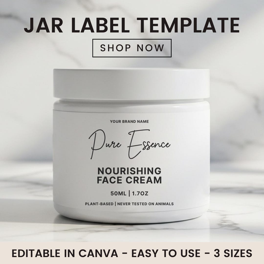 Cosmetic Jar Label Template, Minimalistic Skincare Label, Esthetician ...
