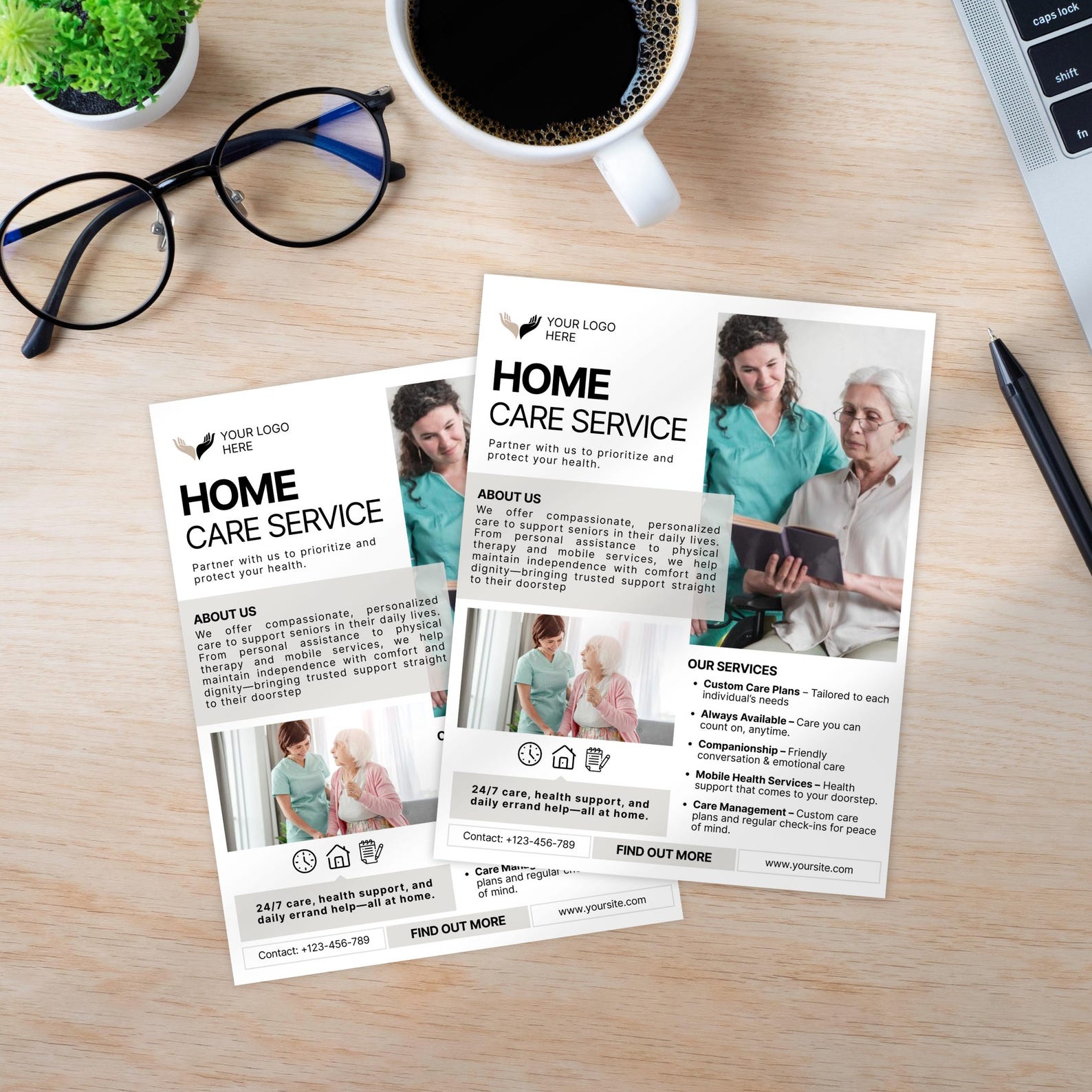 Home Care Service Flyer, Editable Home Care Flyer, Senior & Elderly ...