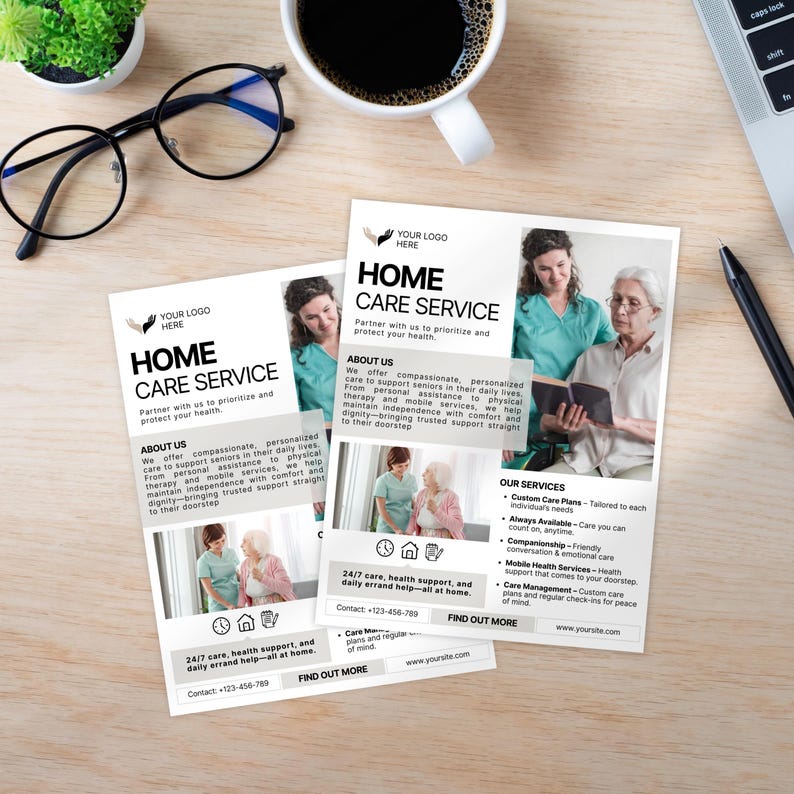 Home Care Service Flyer, Editable Home Care Flyer, Senior & Elderly ...