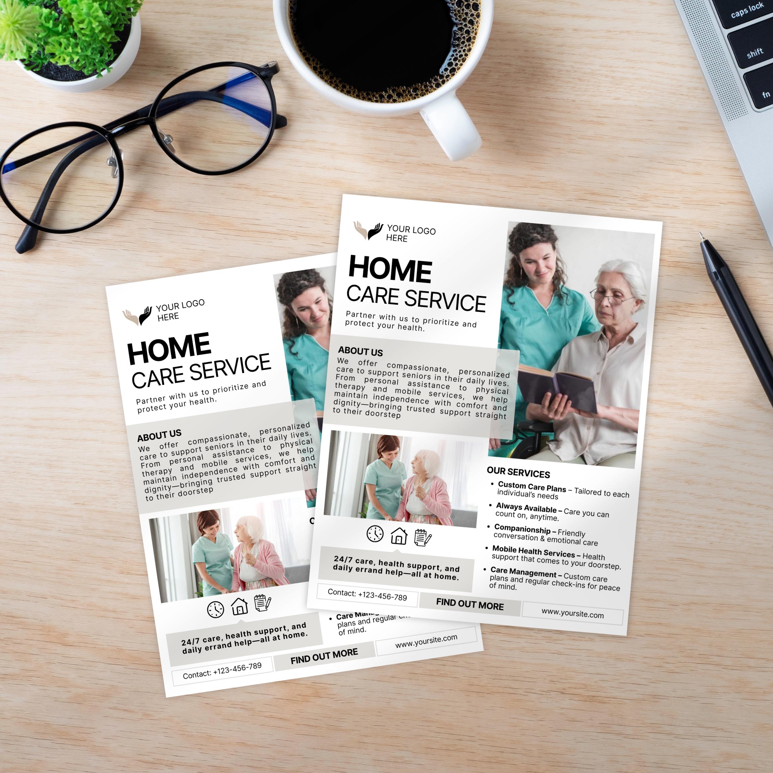 Home Care Service Flyer, Editable Home Care Flyer, Senior & Elderly ...