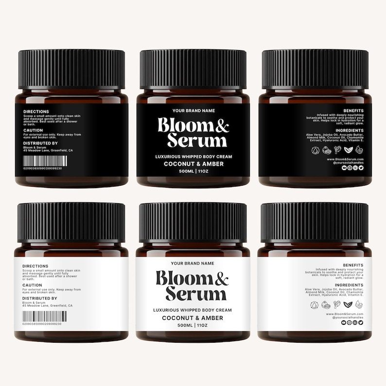 Jar Labels Templates Bundle, 12 Sizes, Cosmetic Jar Labels ...