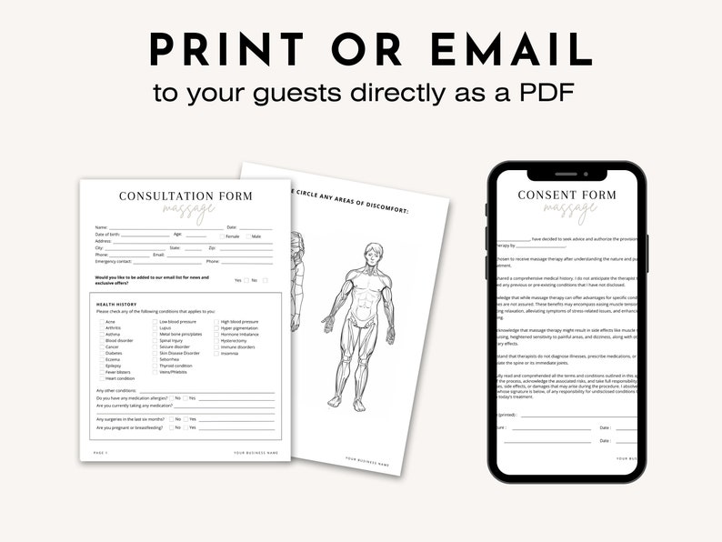 Massage Therapist Forms, Digital Massage Intake Form, Massage Intake ...