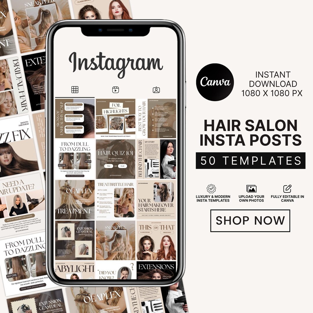 Hair Stylist Instagram Posts, Hair Salon Insta Post Templates,hairy ...
