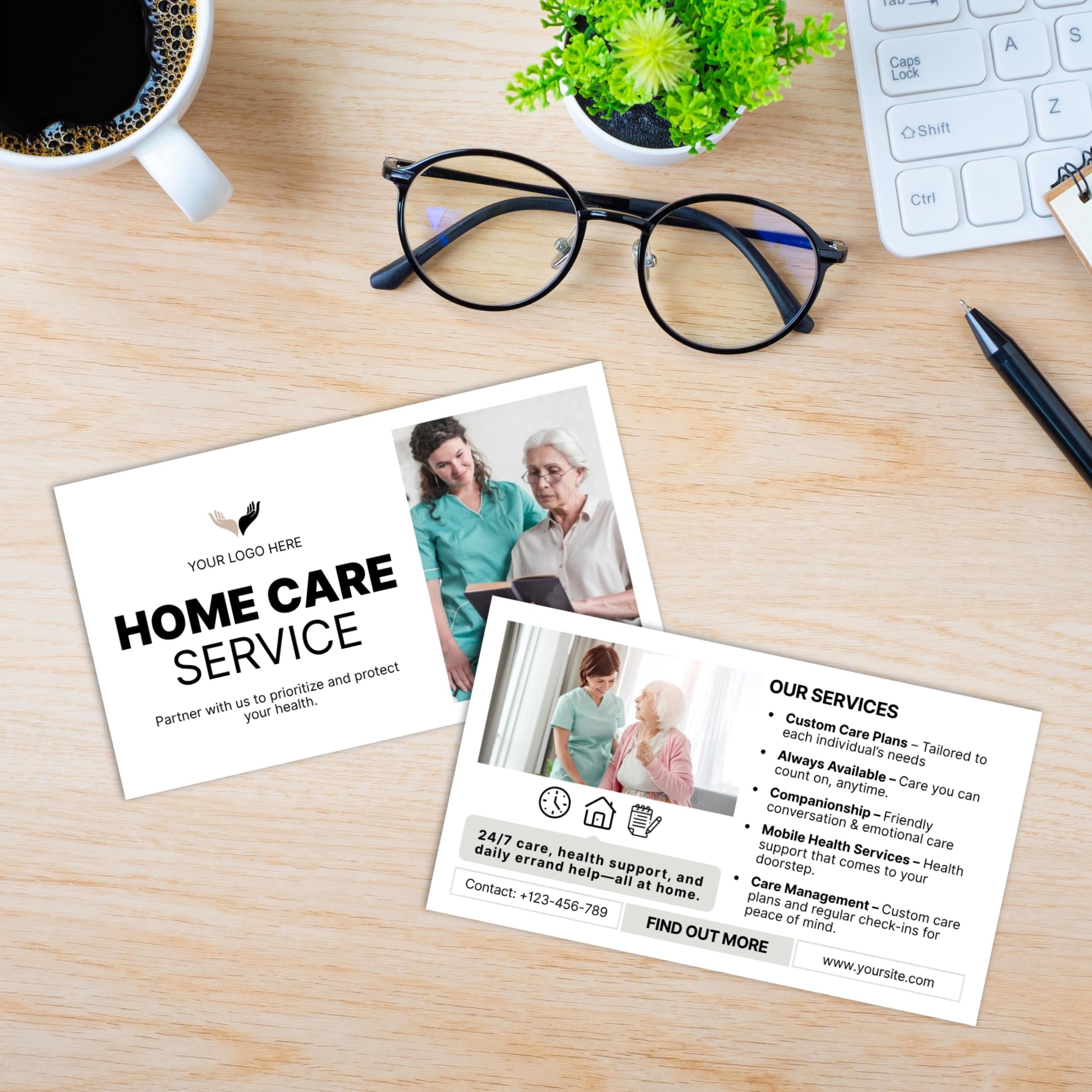 Home Care Service Business Card, Editable Home Care Business Card ...