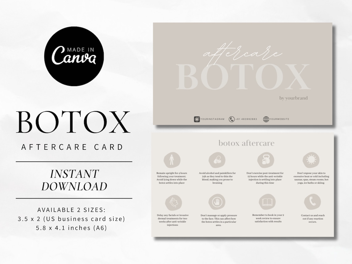 Botox Aftercare Card Template I Printable Aftercare Card Template I ...