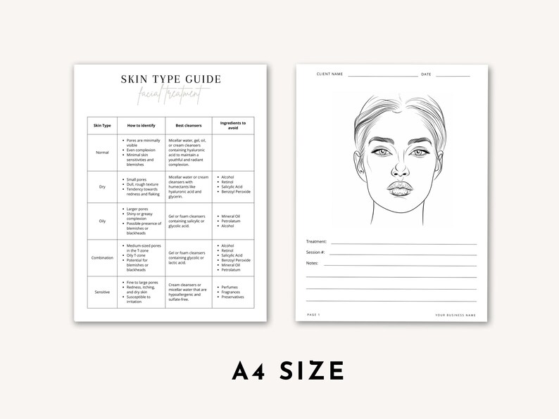 Skin Analysis Form, Editable Skin Treatment Plan, Facial Forms, Skin ...