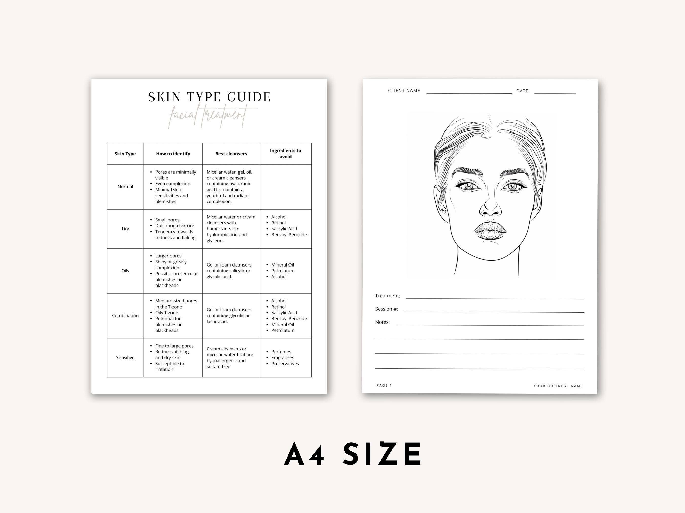 Skin Analysis Form, Editable Skin Treatment Plan, Facial Forms, Skin ...