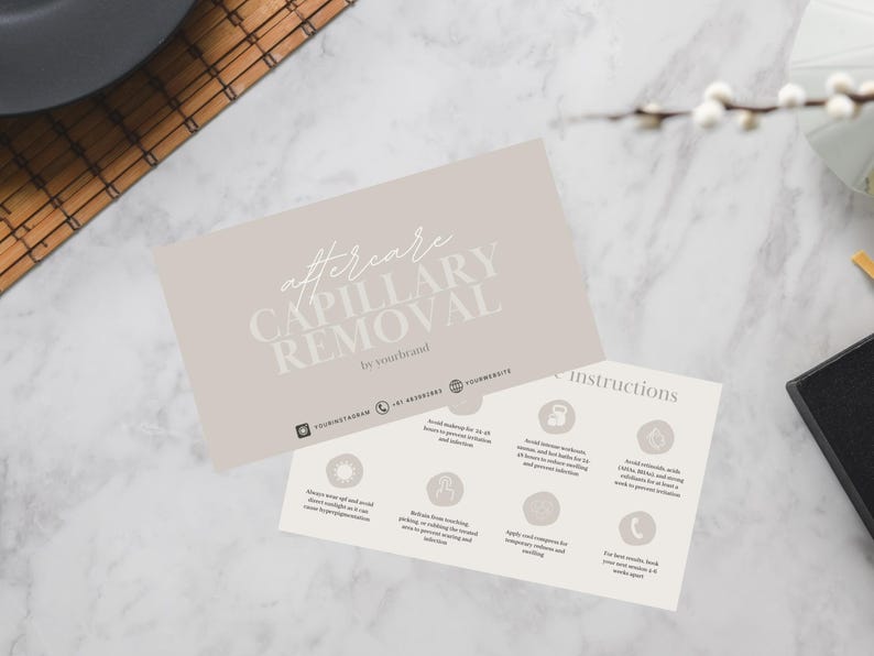 Editable Capillary Removal Aftercare Card | Minimalistic Aftercare Card ...