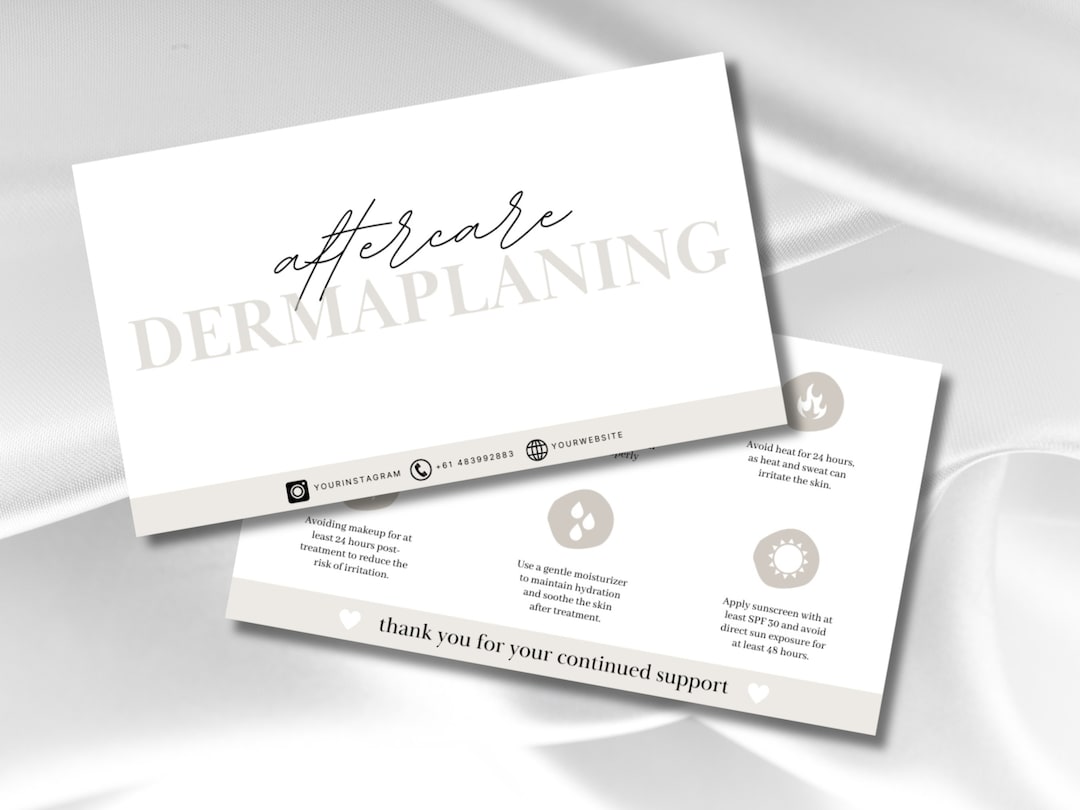 Editable Dermaplaning Aftercare Card Template, Facial Treatment Post ...