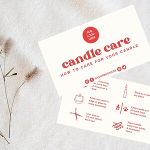 Candle Care Card Template Printable Candle Care Instructions Candle ...