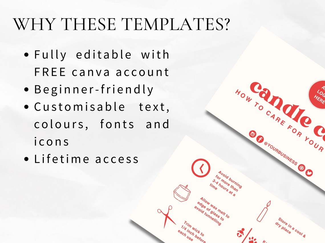 Candle Care Card Template Printable Candle Care Instructions Candle ...