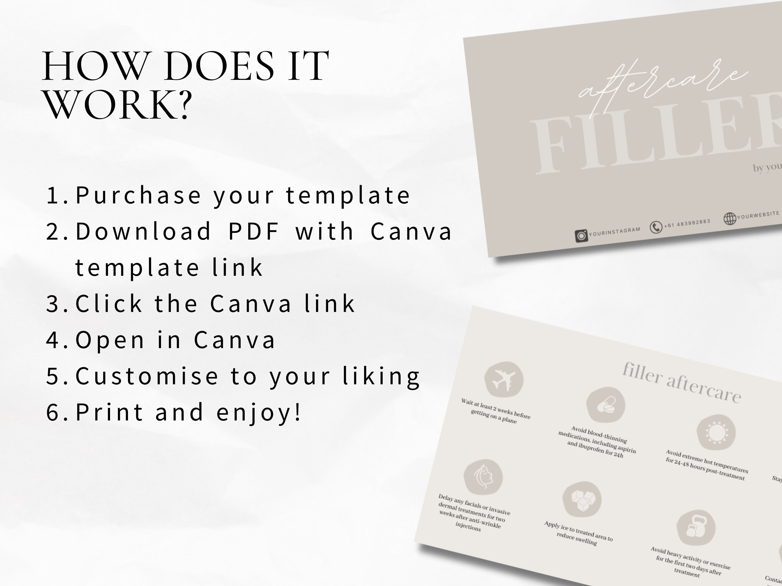 Dermal Filler Aftercare Cards | Lip Filler| Care Card Template | Care ...
