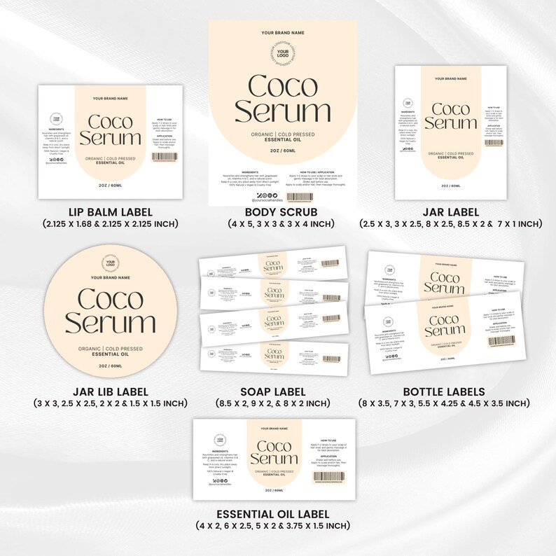 Editable Cosmetic Labels Templates Bundle, Custom Product Label ...