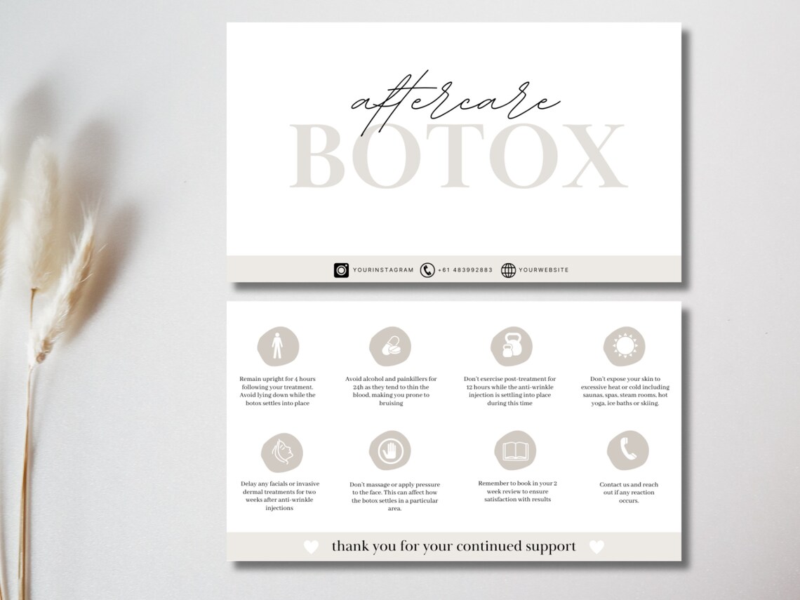 Botox Aftercare Card Template I Printable Aftercare Card Template I ...
