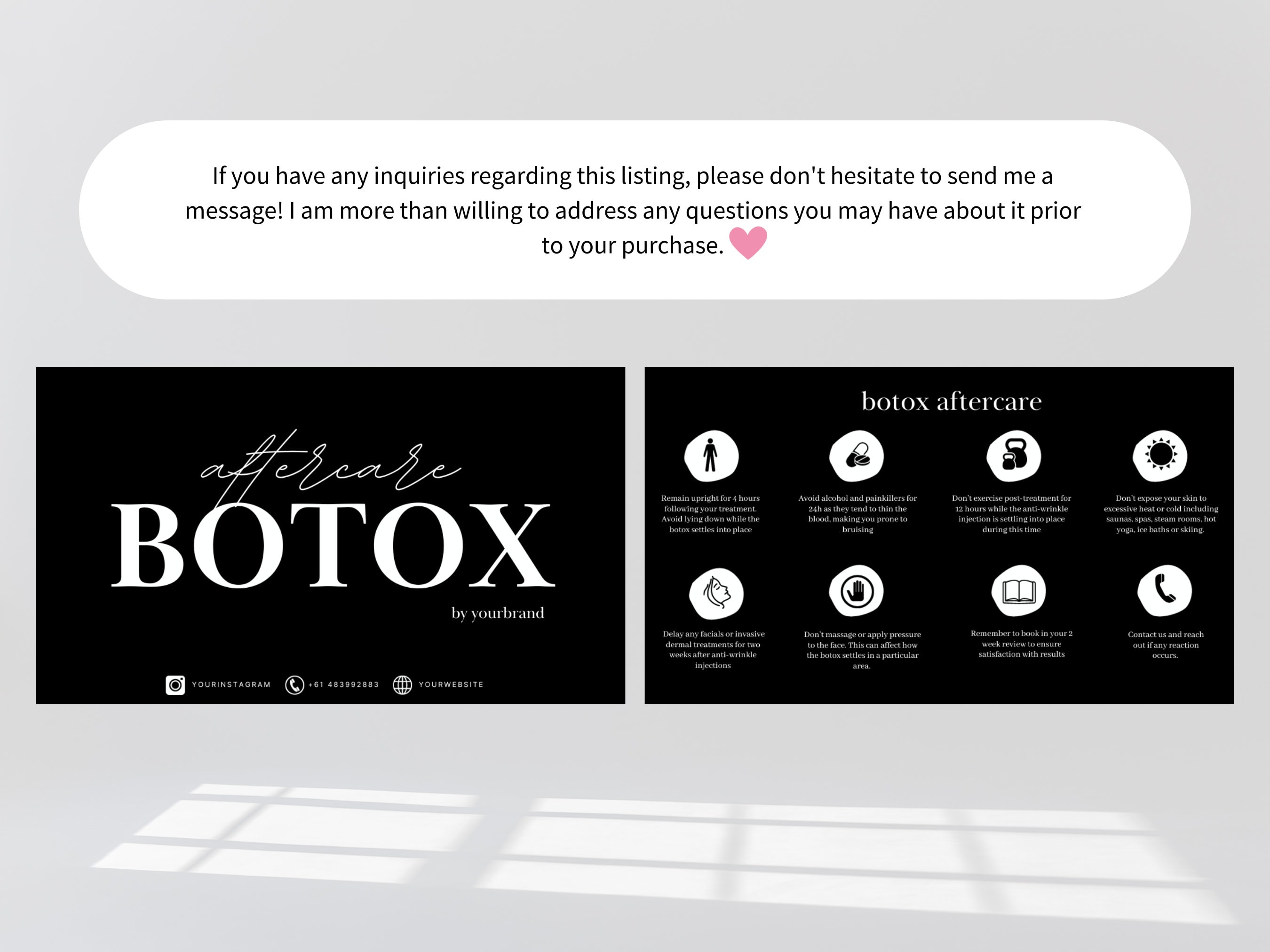 Botox Aftercare Card Template I Printable Aftercare Card Template I ...