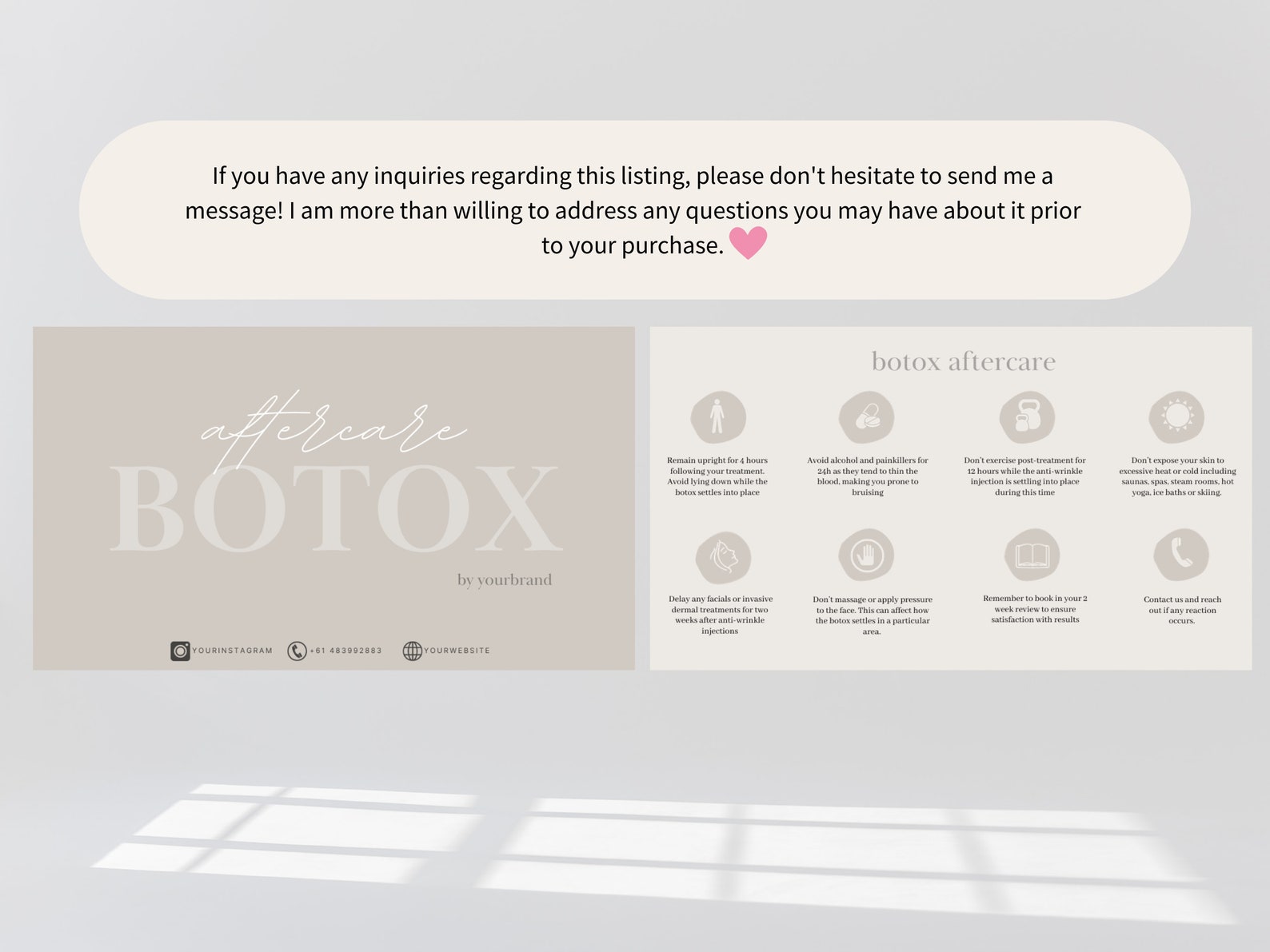 Botox Aftercare Card Template I Printable Aftercare Card Template I ...
