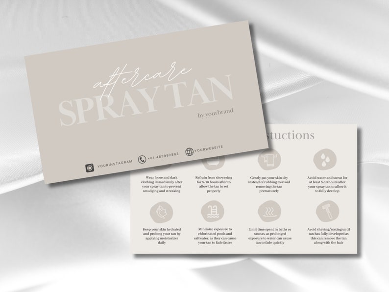 Spray Tan Aftercare Template | Tanning Care Card | Editable Spray Tan ...