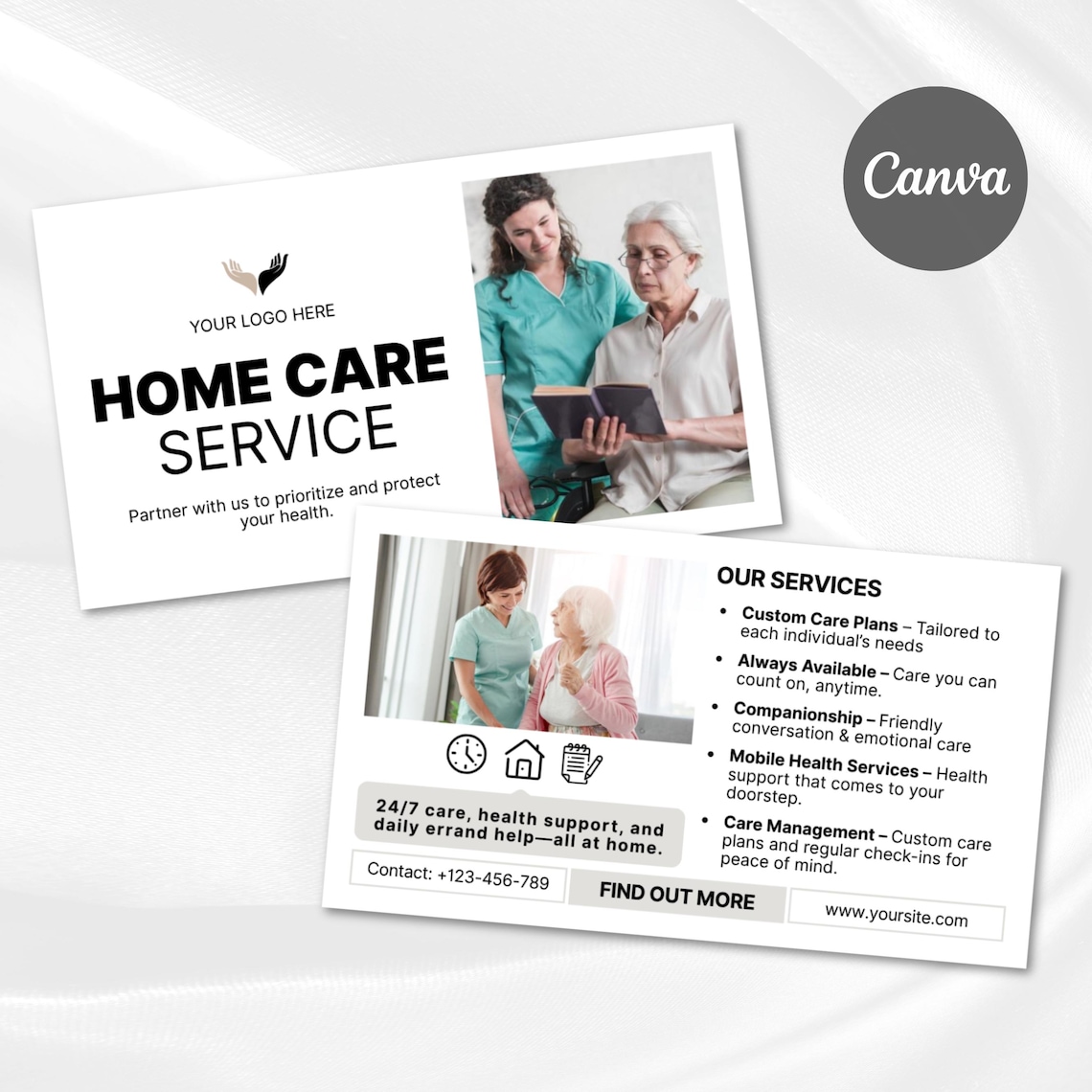 Home Care Service Business Card, Editable Home Care Business Card ...