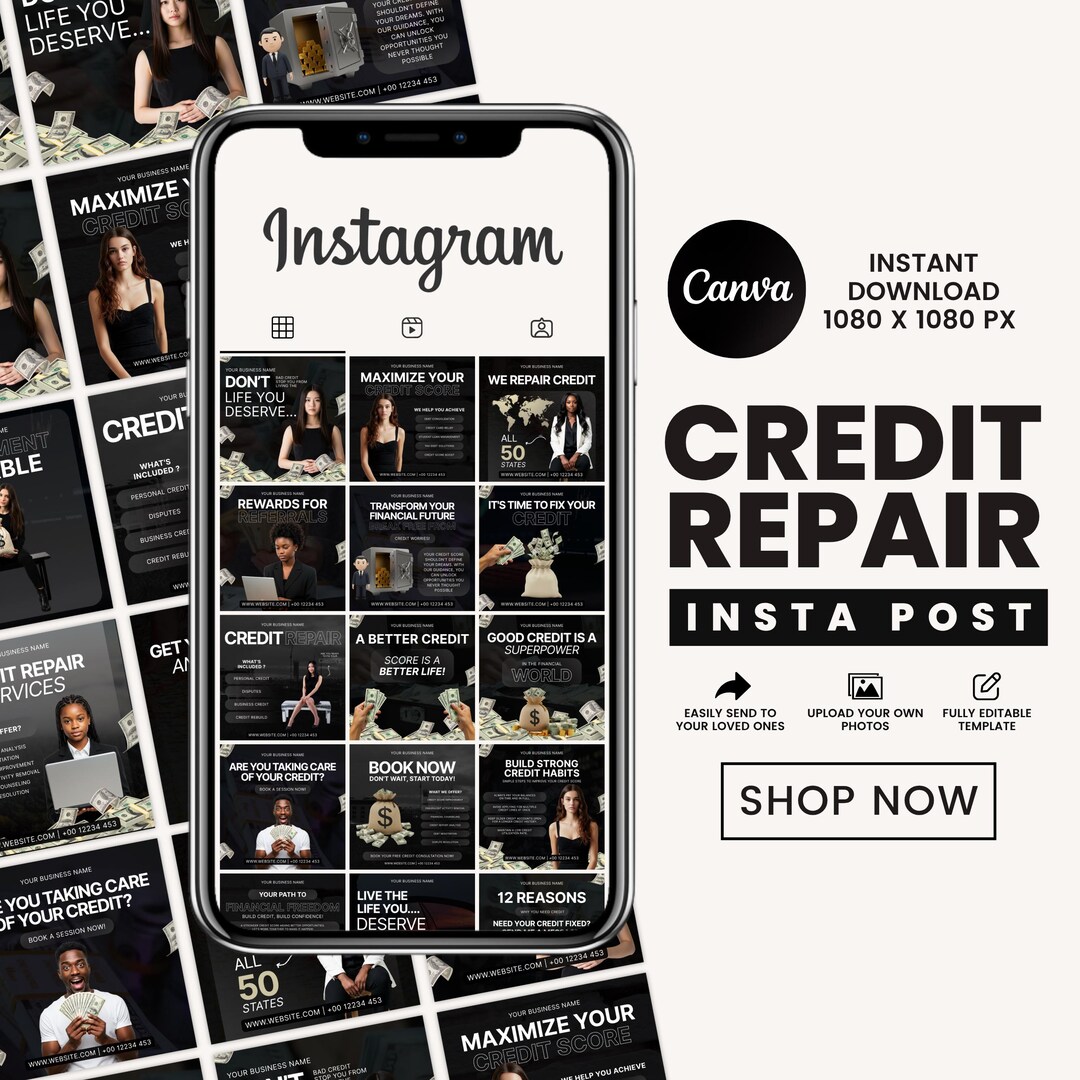 Credit Repair Instagram Post,credit Repair Social Media Template,credit ...