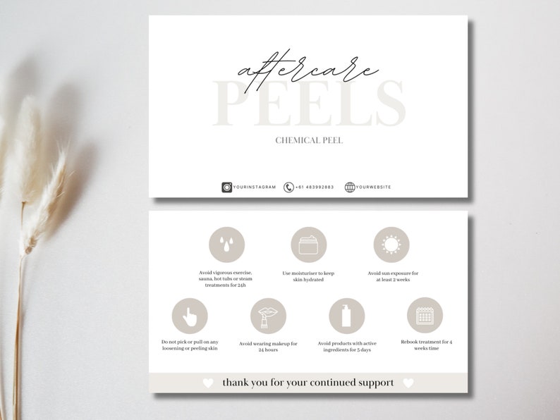 Editable Chemical Peel Aftercare Card | Minimalistic Aftercare Card ...