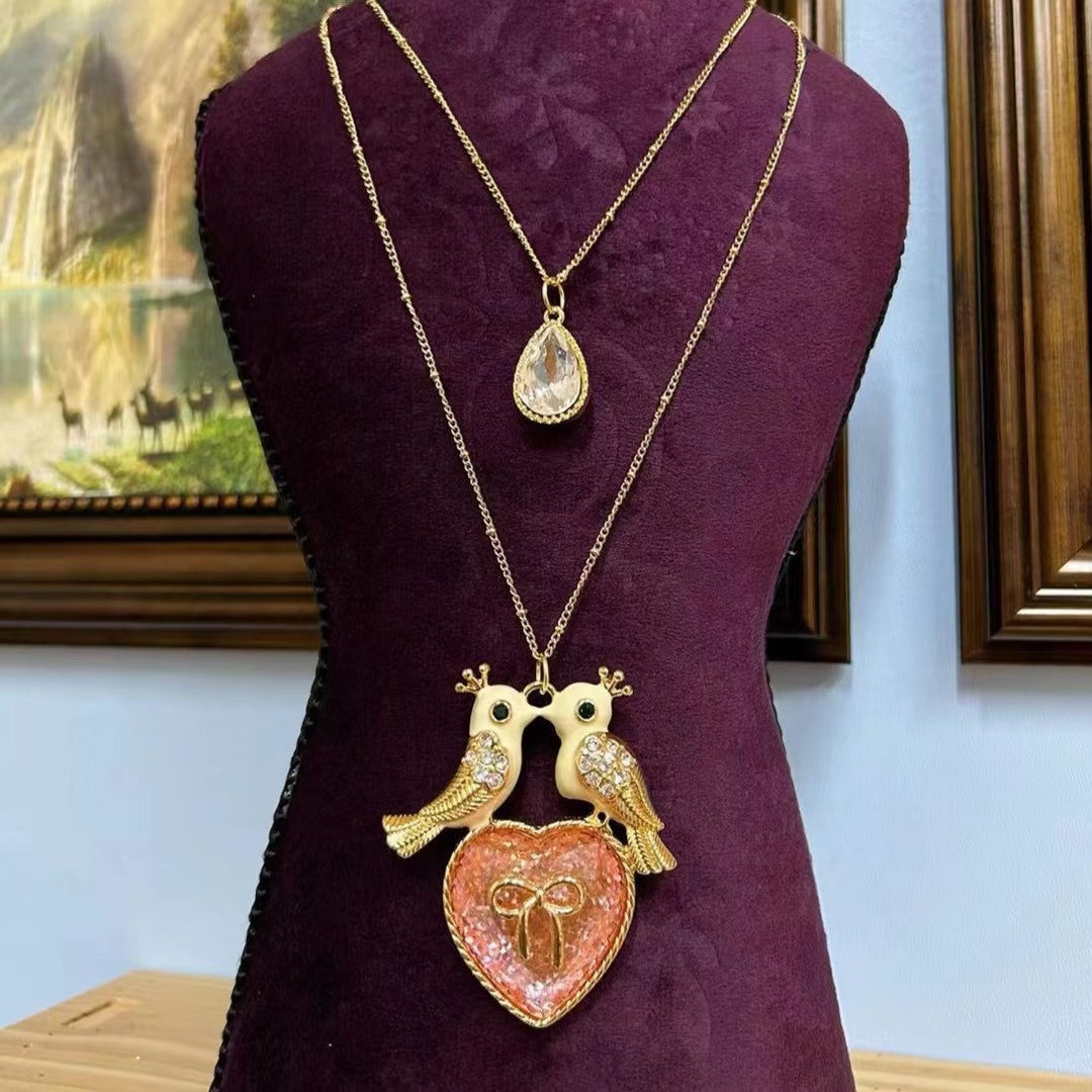 Antique Medieval Palace Style Drip Enamel Love-shaped Jewelry Set ...