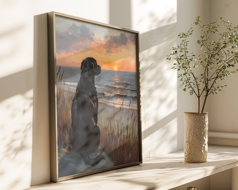 Vintage Black Labrador Wall Art | Black Lab Painting Home Decor - Etsy