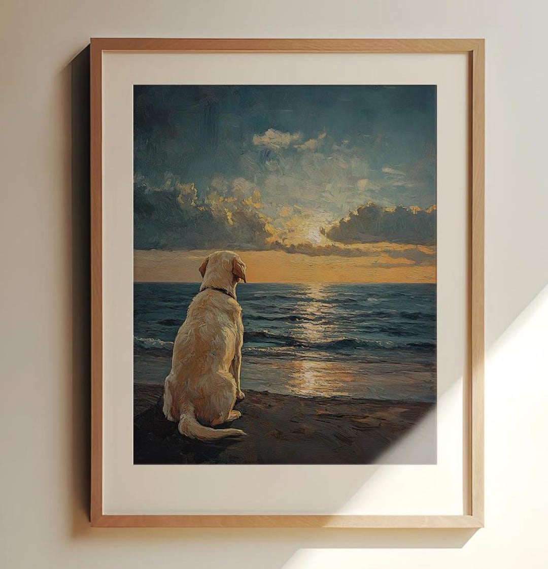 Vintage Yellow Labrador Wall Art | Yellow Lab Home Decor | Art Print ...