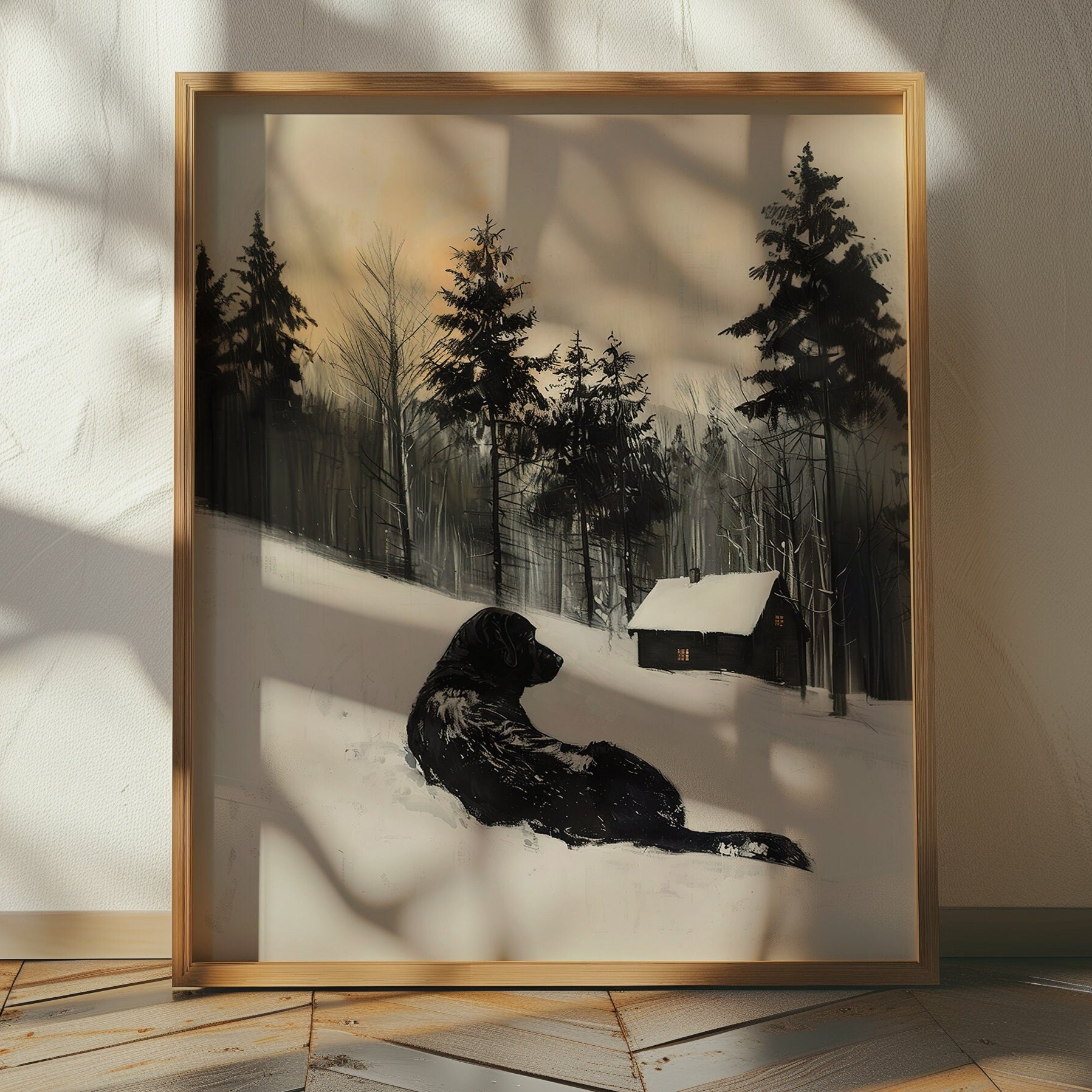 Vintage Black Labrador Painting Art Print Poster - Etsy