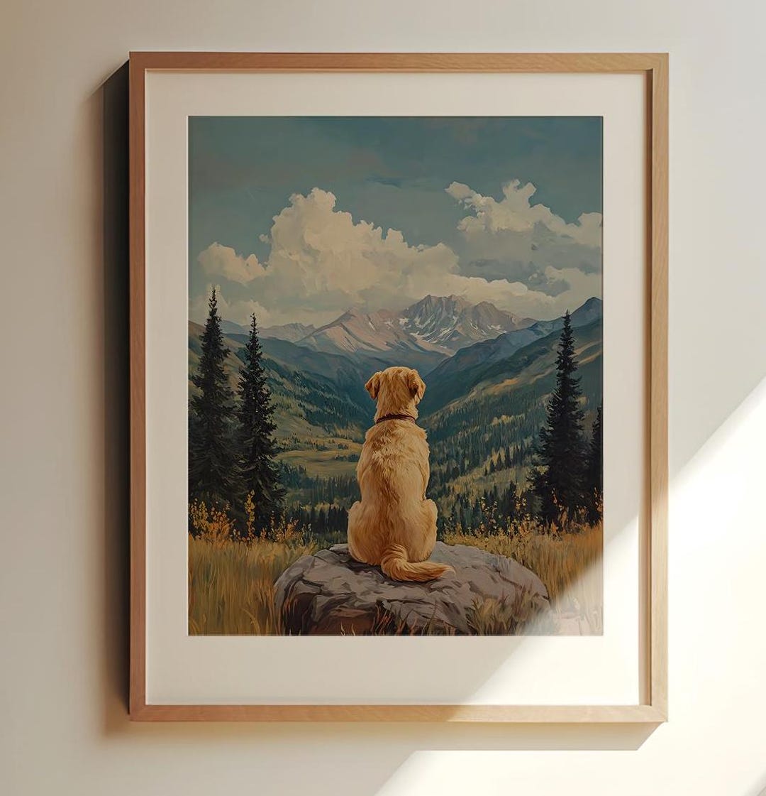Vintage Yellow Labrador Wall Art | Yellow Lab Print Home Decor - Etsy
