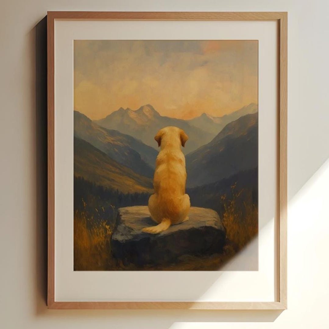 Vintage Yellow Labrador Art Print Poster | Chocolate Lab Home Decor ...