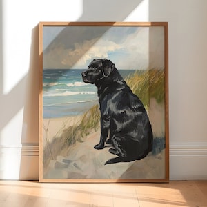 Vintage Black Labrador Painting Art Print Poster - Etsy