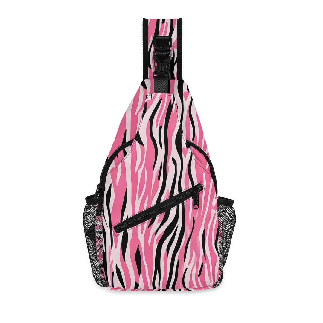 Pink Zebra Chest Crossbody Bag With Adjustable Strap - Etsy