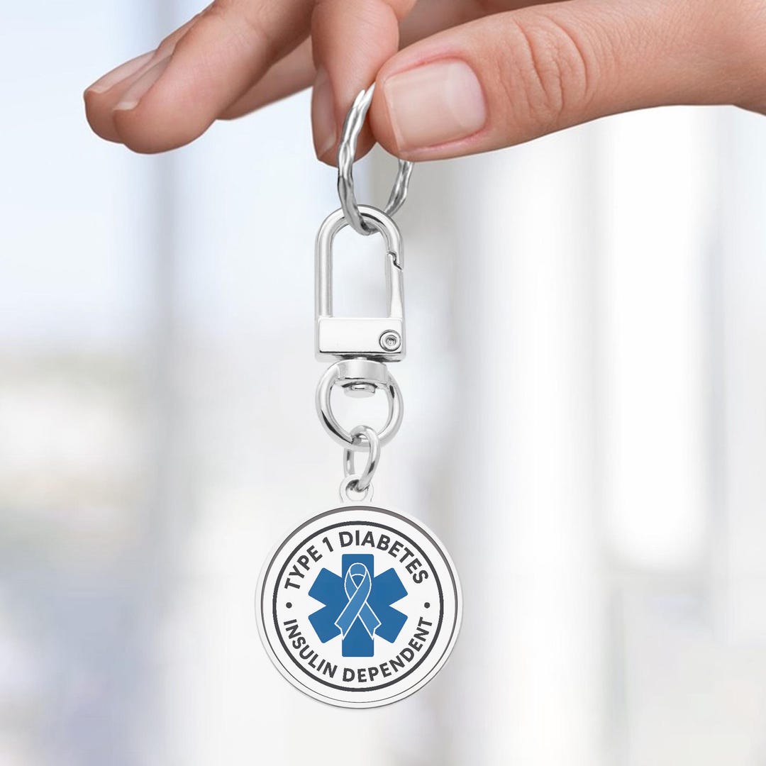 Type 1 Diabetic Alert Metal Keychain - Etsy