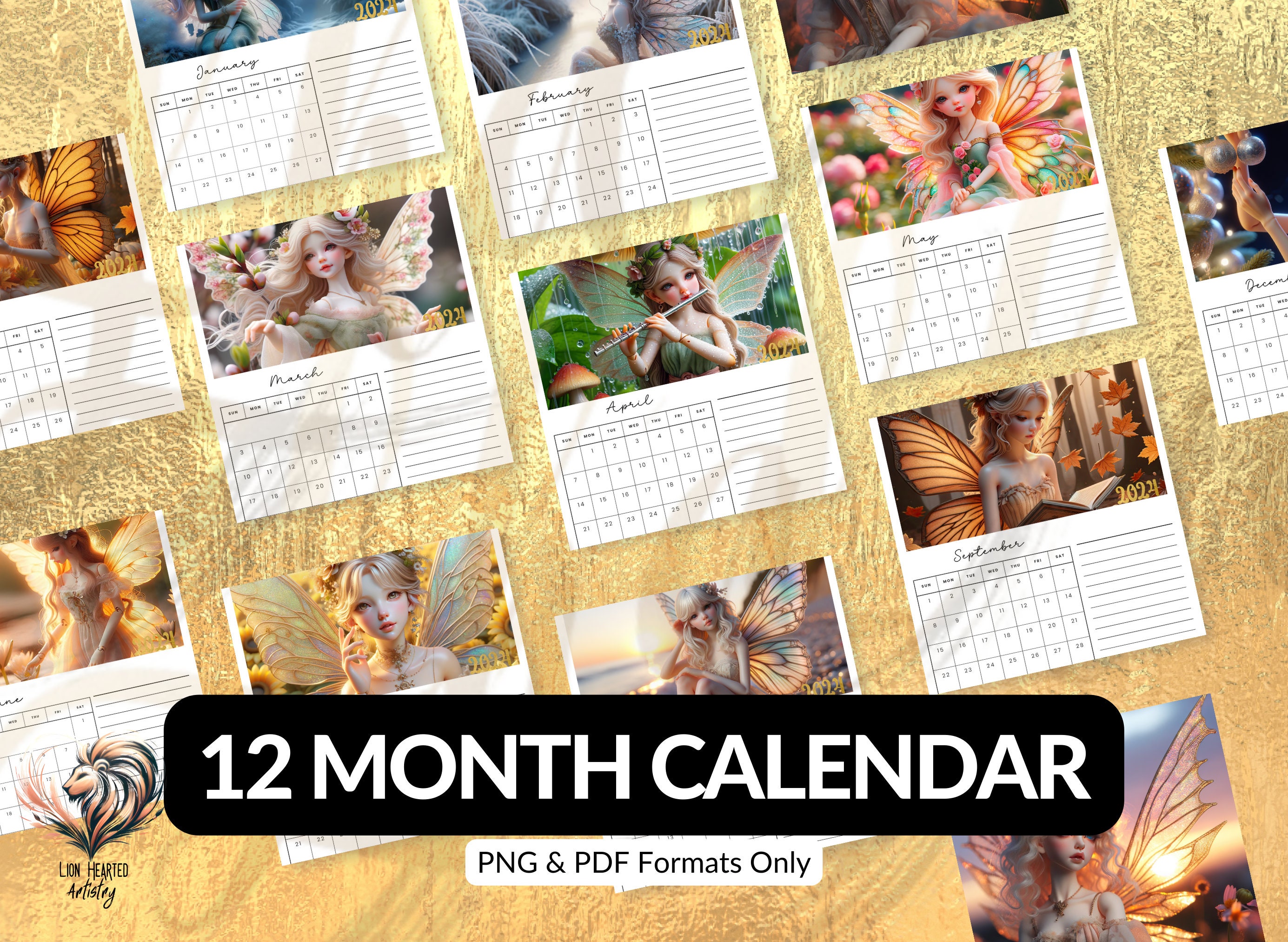 2024 Printable Calendar | Fairy Doll Art | Stay Organized in Fantasy ...