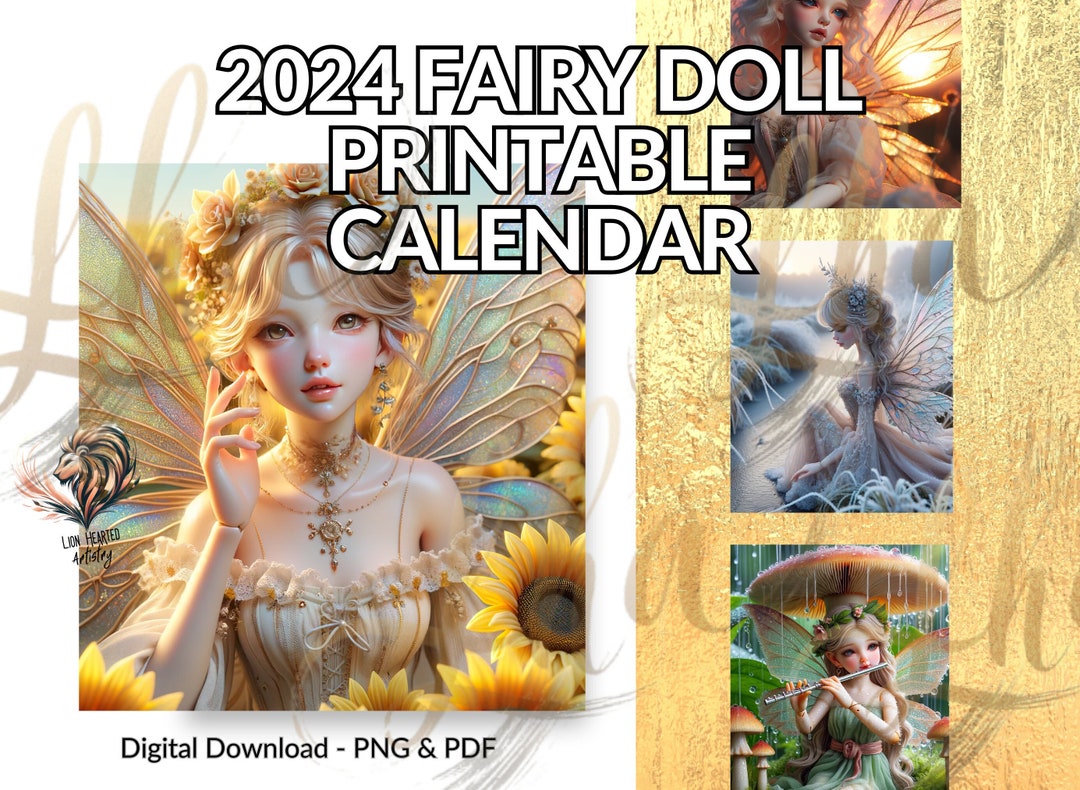 2024 Printable Calendar | Fairy Doll Art | Stay Organized in Fantasy ...
