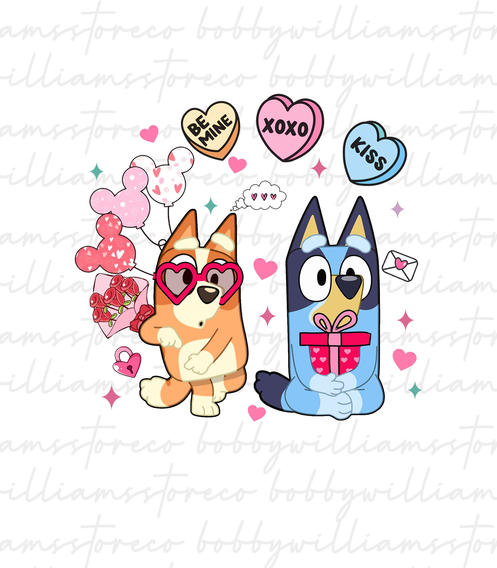 Happy Valentine Day Bluey Png, Bluey and Bingo Grannies Png, Be Mine ...