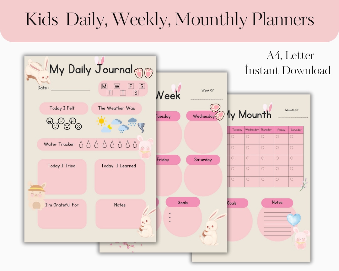 Planner for Kids Printable Best Digital Planner Kids Daily Planner ...